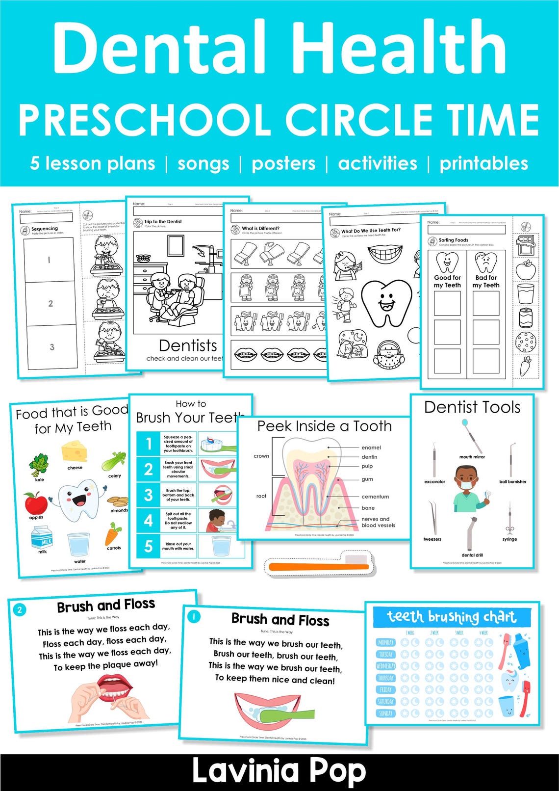 Dental Health Preschool Theme Curriculum Printables | Preschool Circle ...