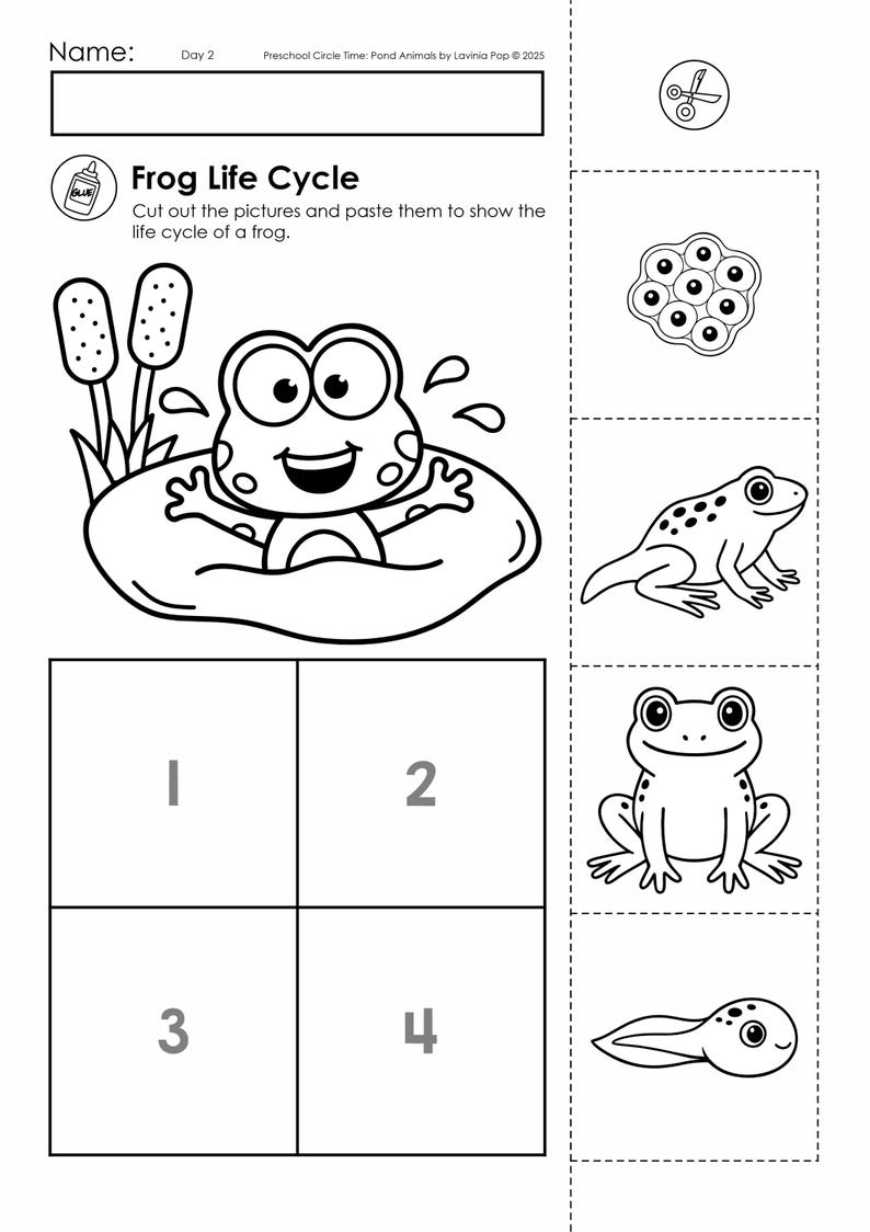 Pond Animals Preschool Theme Curriculum Printables | Preschool Circle ...