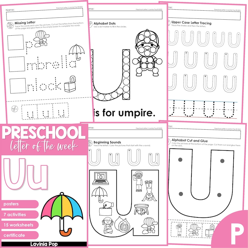 Preschool Alphabet Letter of the Week Curriculum U - Etsy
