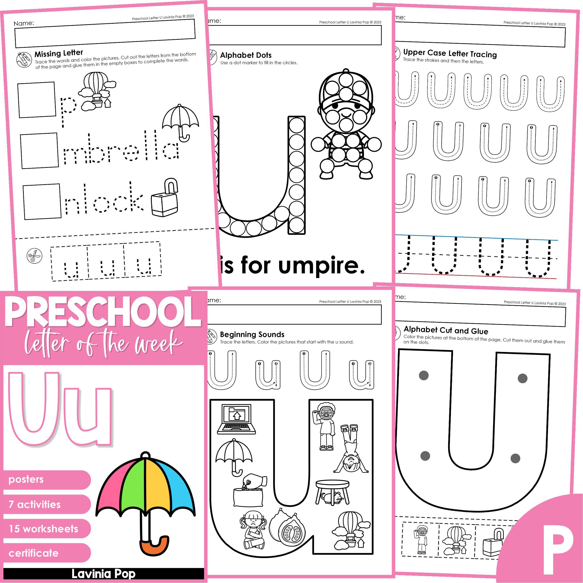 Preschool Alphabet Letter of the Week Curriculum U - Etsy