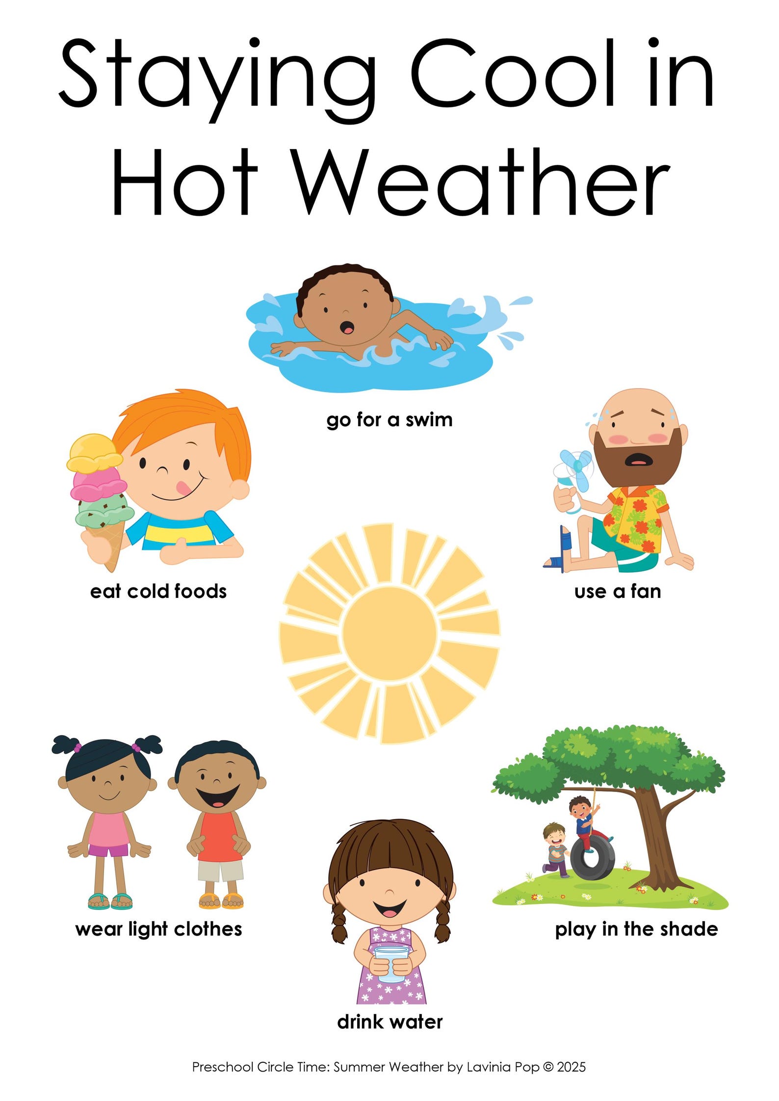 Summer Weather Preschool Theme Curriculum Printables | Preschool Circle ...