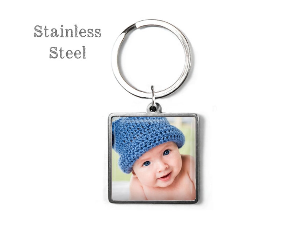 Custom Photo Key Ring Stainless Steel and Glass Keyring | Etsy