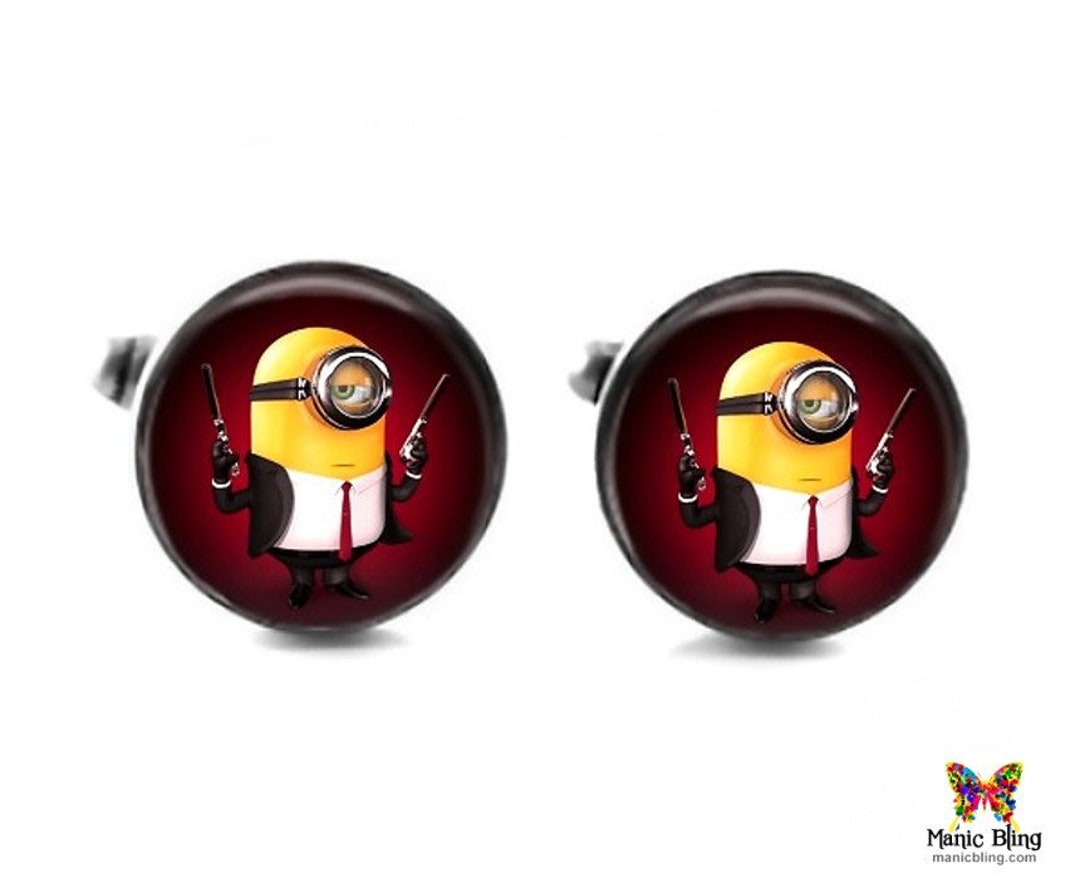 Minion Cufflinks Secret Agent Minion Stainless Steel and - Etsy