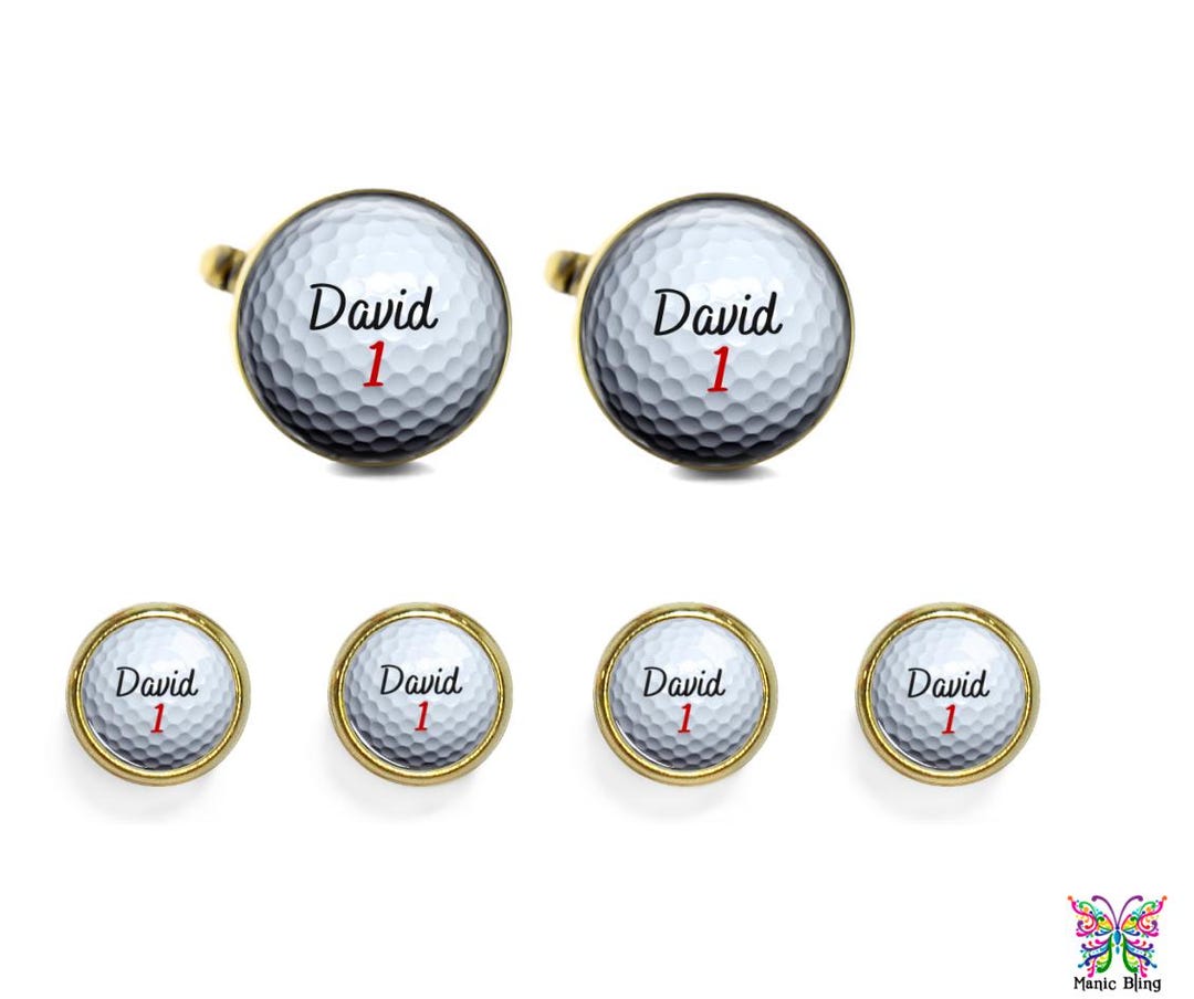 Golf Ball Cufflinks | Custom Name Golfing Cufflinks and Tuxedo Studs ...