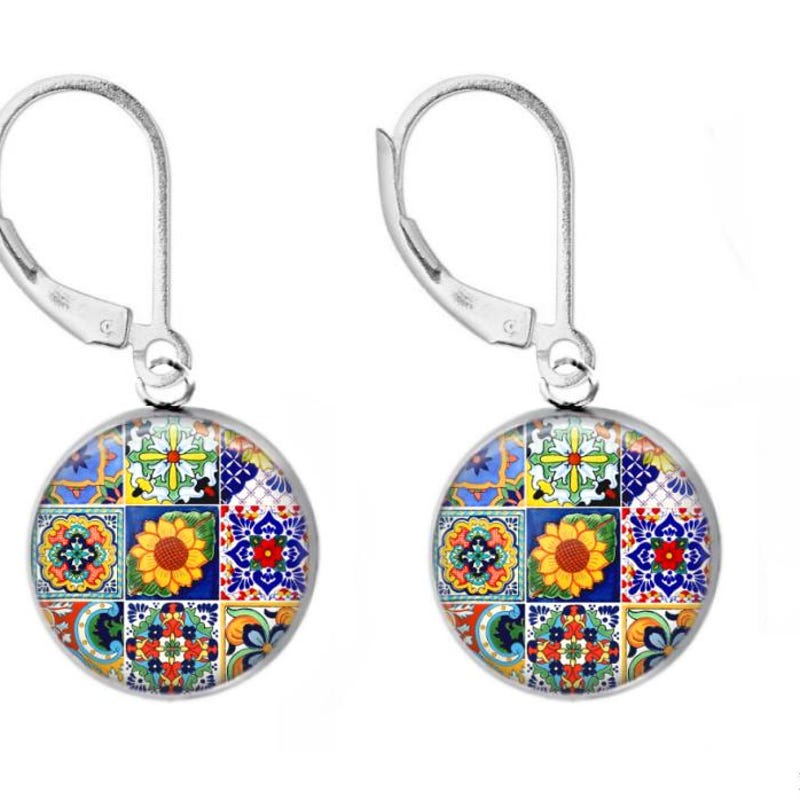 Talavera Tile Earrings - Etsy