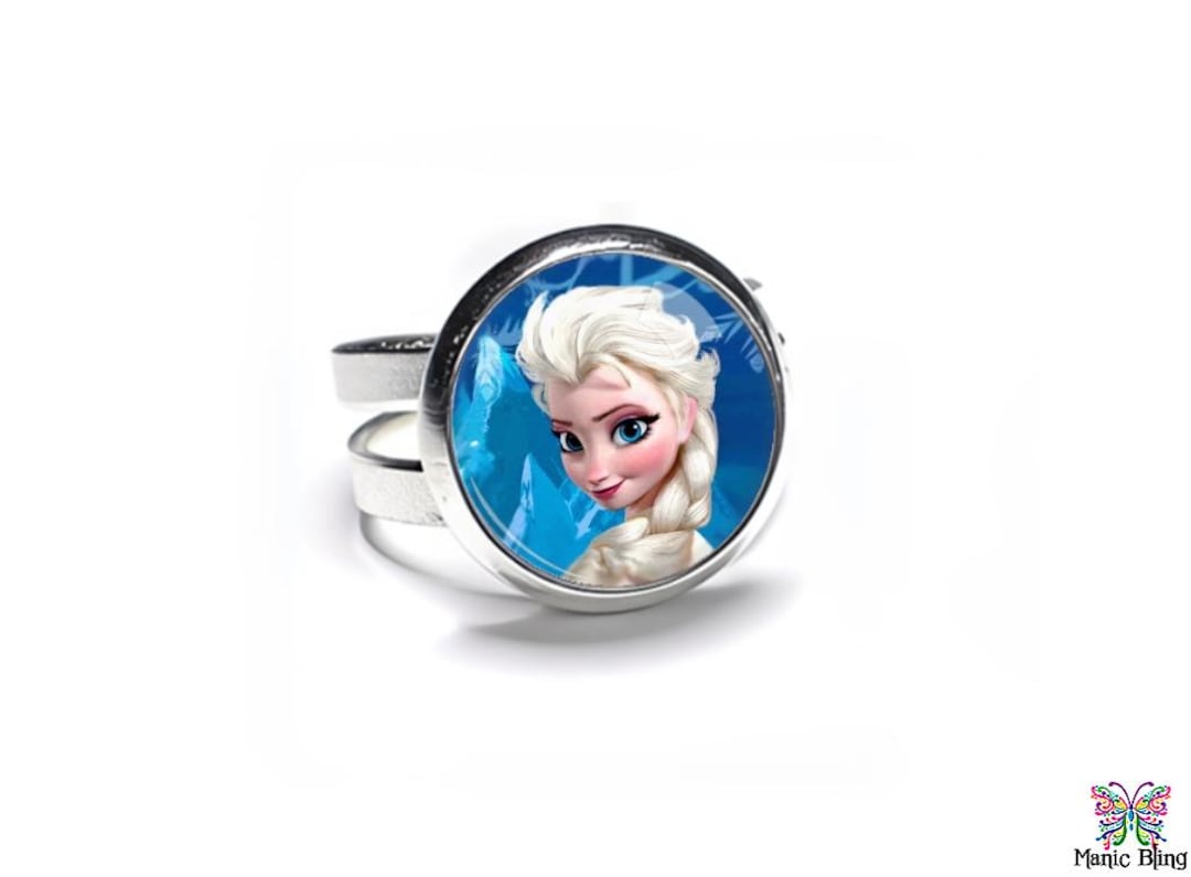Frozen Elsa Ring: Shimmering Glass Cabochon, Adjustable Silver Plated ...