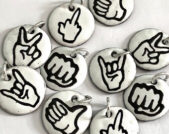 Middle Finger Hand Sign Charm - Etsy