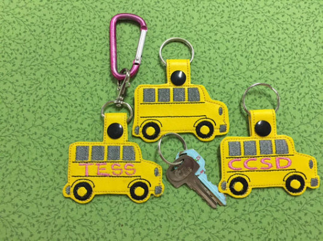 Custom Embroidered Vinyl School Bus Key Chain/ School Bus Driver Key ...