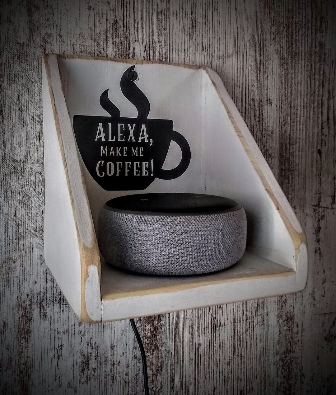 Echo Dot Holder , Shelf, Rustic Display, Kitchen Decoration, Distressed ...