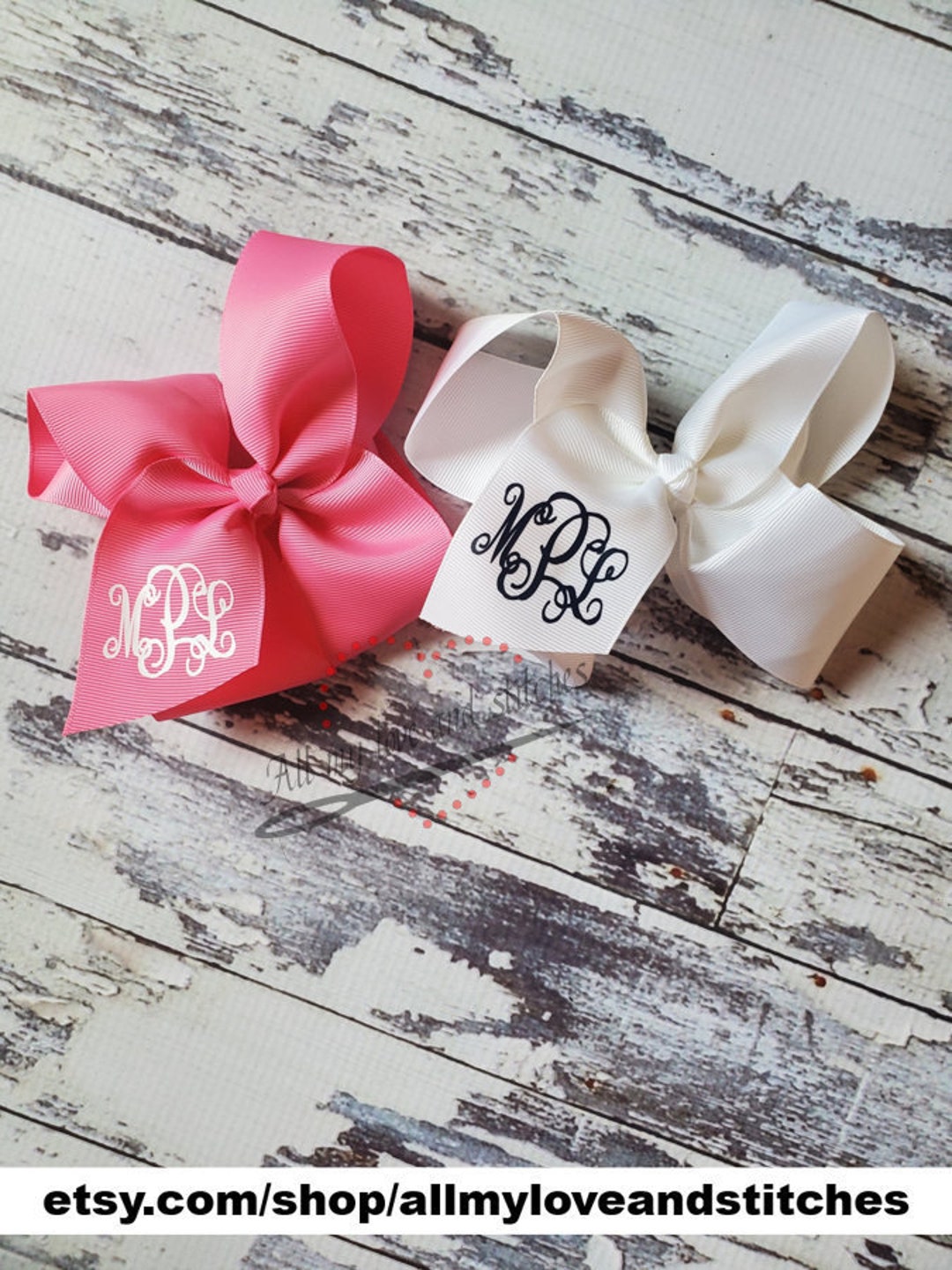 6 Inch Monogrammed Hair Bow, Little Girls Hair Bow, Accessory for Hats ...