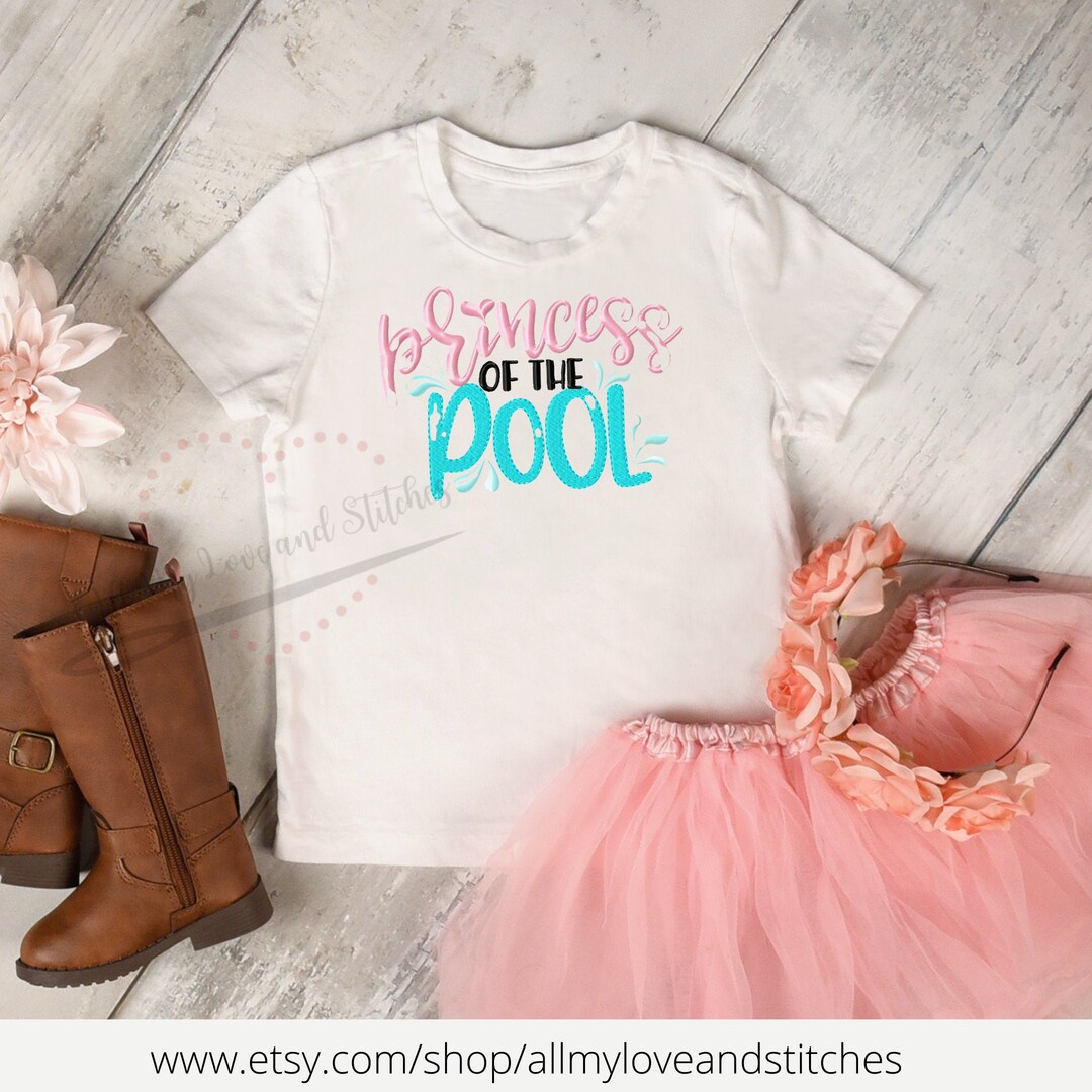 Princess of the Pool Embroidered Child Shirt, Summer Break Child's ...