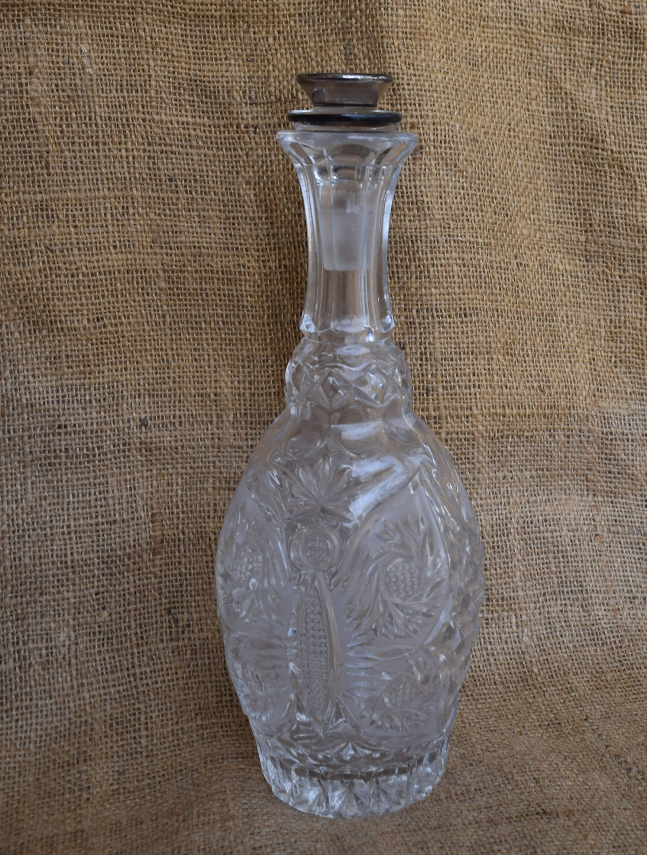 Vintage Cut Glass Decanter With Silver Plate Top 12 - Etsy
