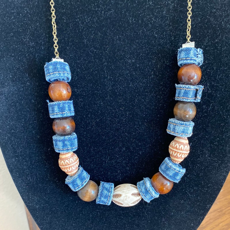 Denim Necklace - Etsy