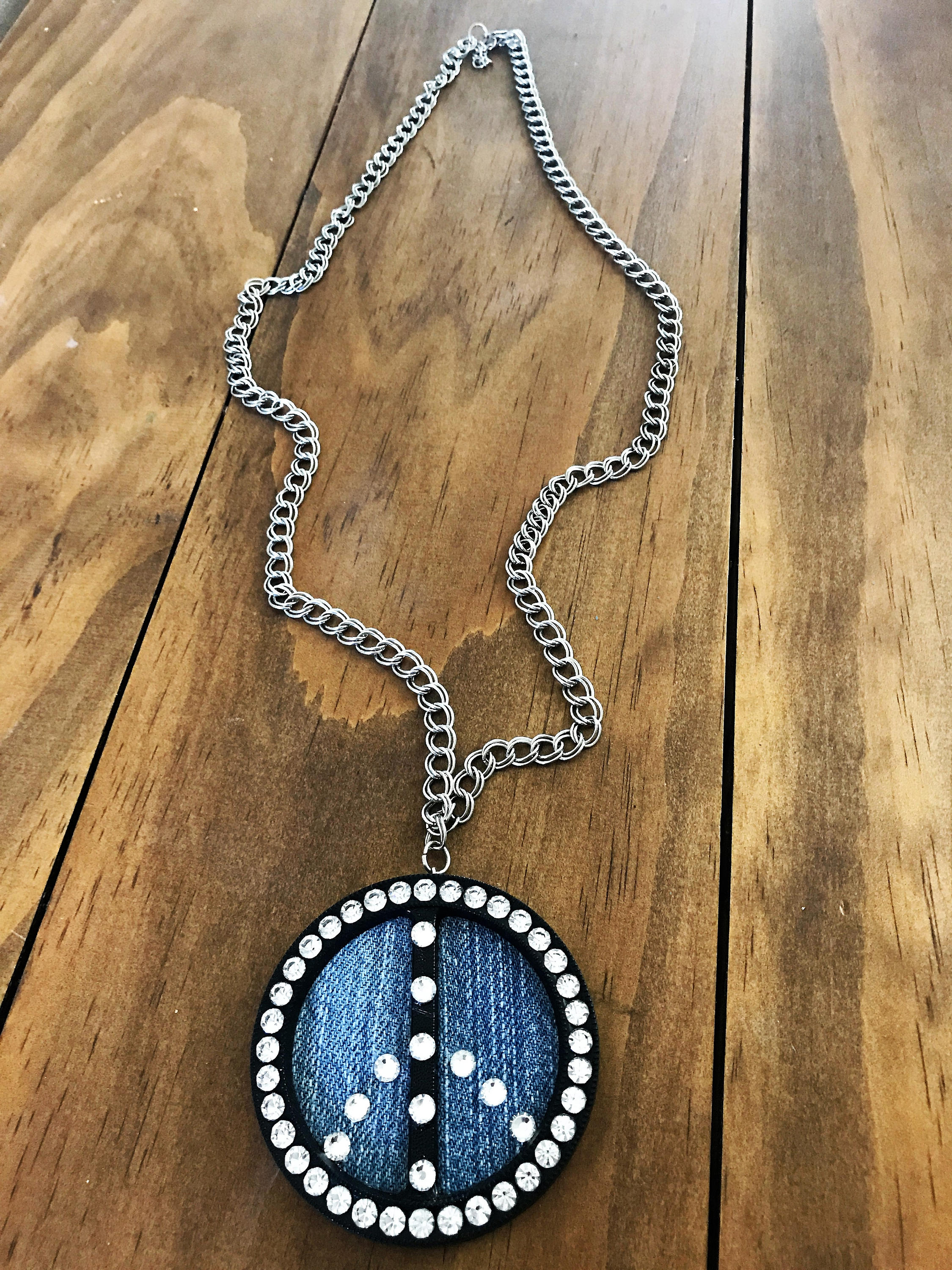 Silver Color Chain and Peace Sign With Glass Beads Necklace. - Etsy