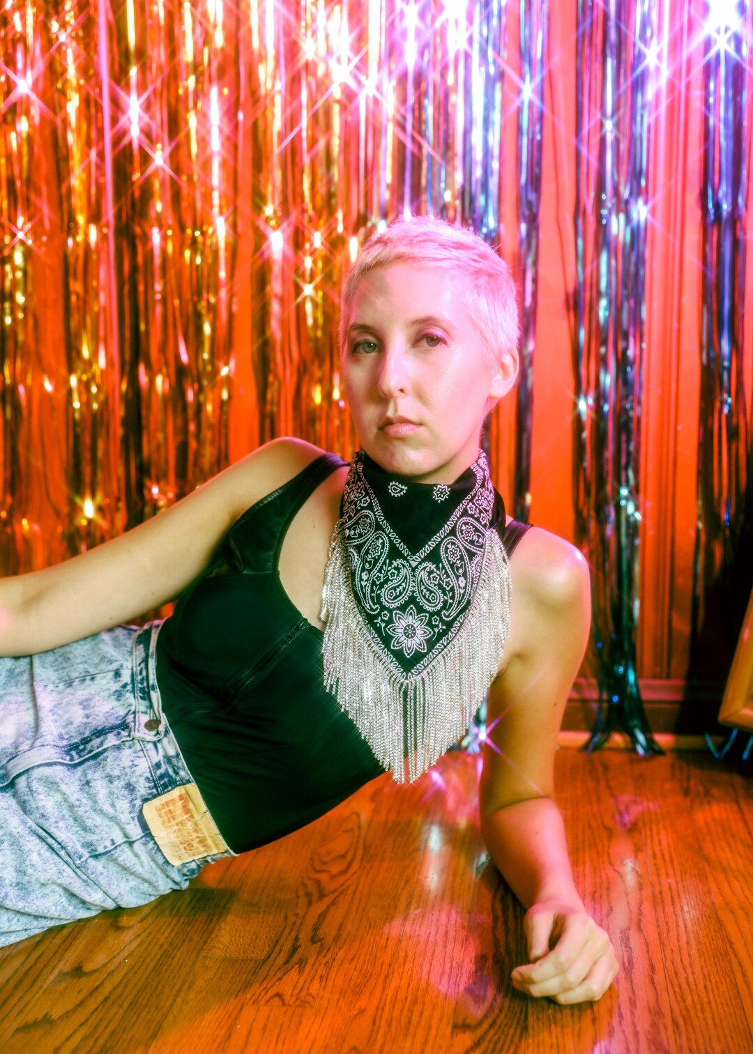 Black Rhinestone Fringe Bandana – Bachelorette & Festival Must-have! - Etsy