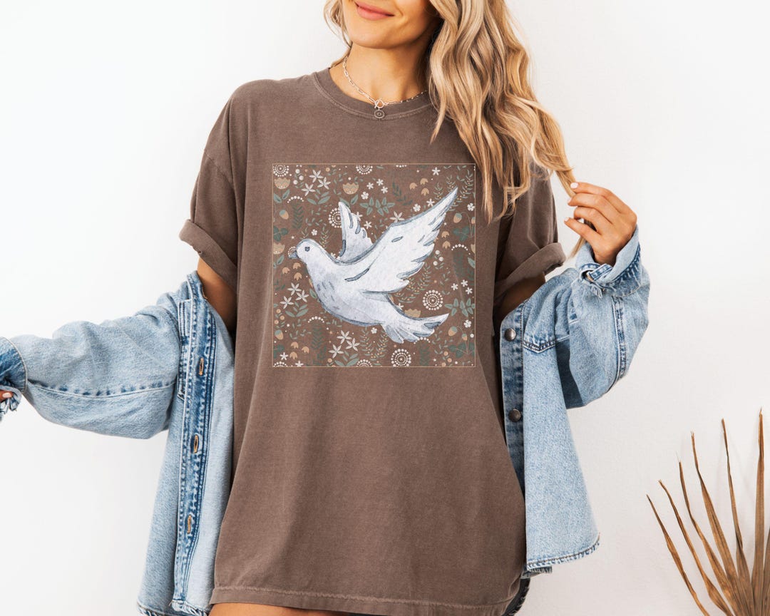 Hand-drawn Folk Art Pigeon Shirt Humble Faith Bird Design, Cozy ...