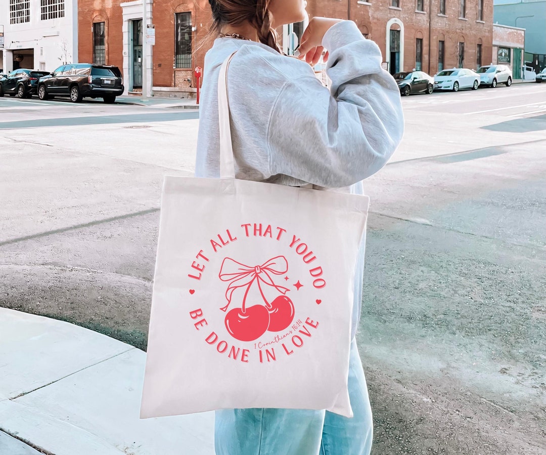Cherry Tote Bag, Cherry Tote, Cherry Bag, Summer Bag, Farmers Market ...