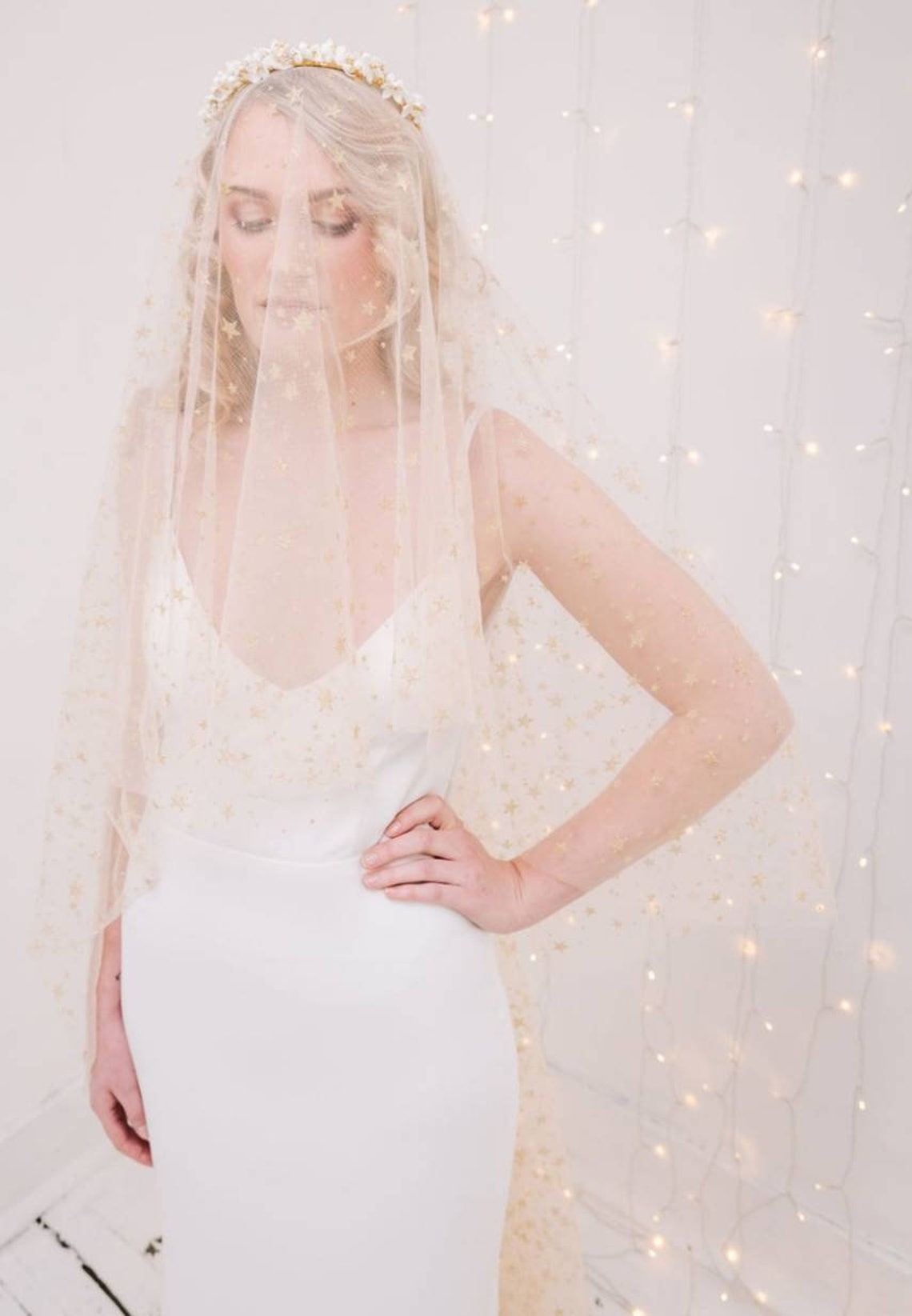 Star Veil, Gold Star Veil, Silver Star Veil , Modern Bride, Celestial ...
