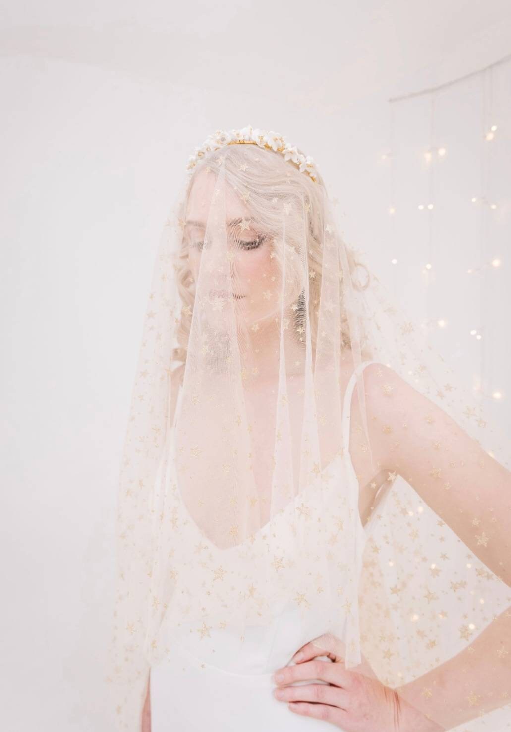 Star Veil, Gold Star Veil, Silver Star Veil , Modern Bride, Celestial ...