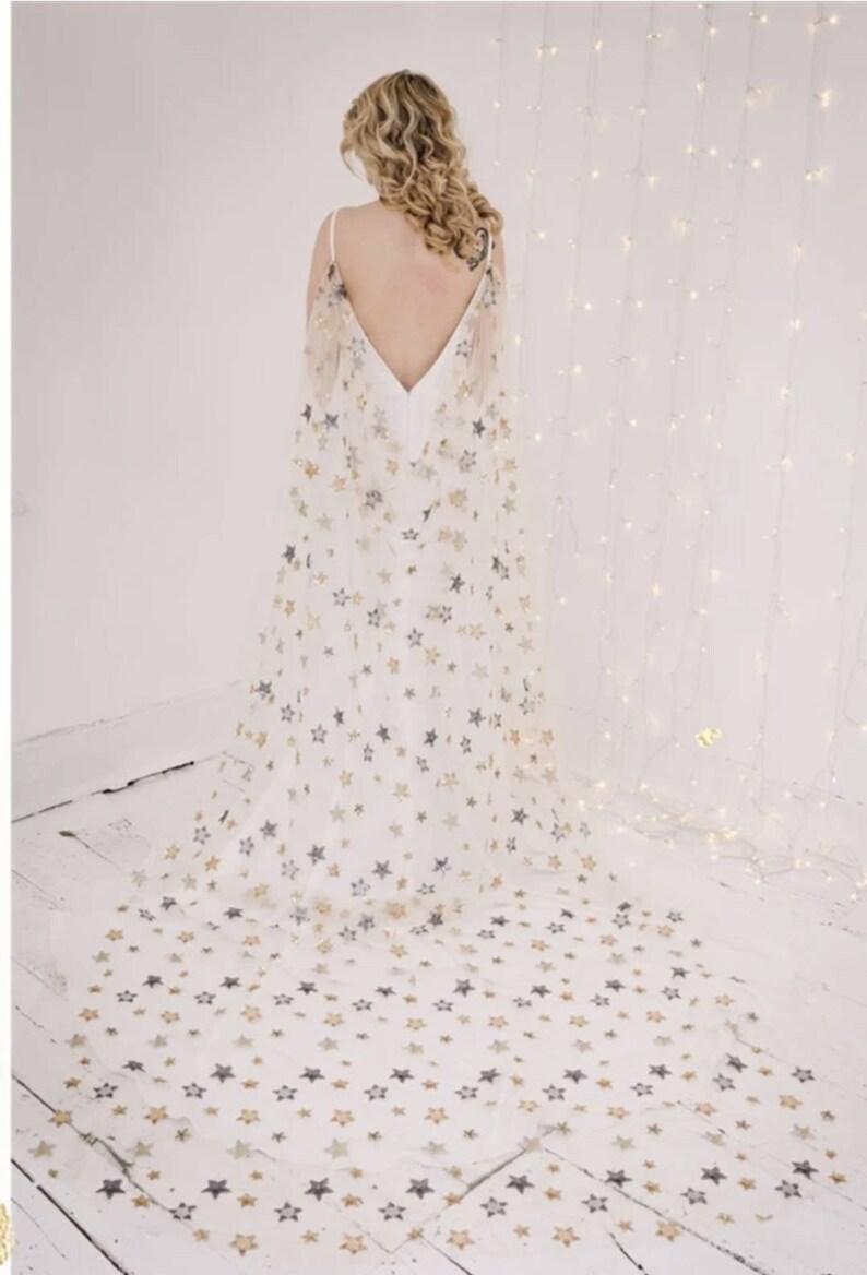 Celestial Veil Star Veil Sequin Stars Gold Stars Grey - Etsy UK