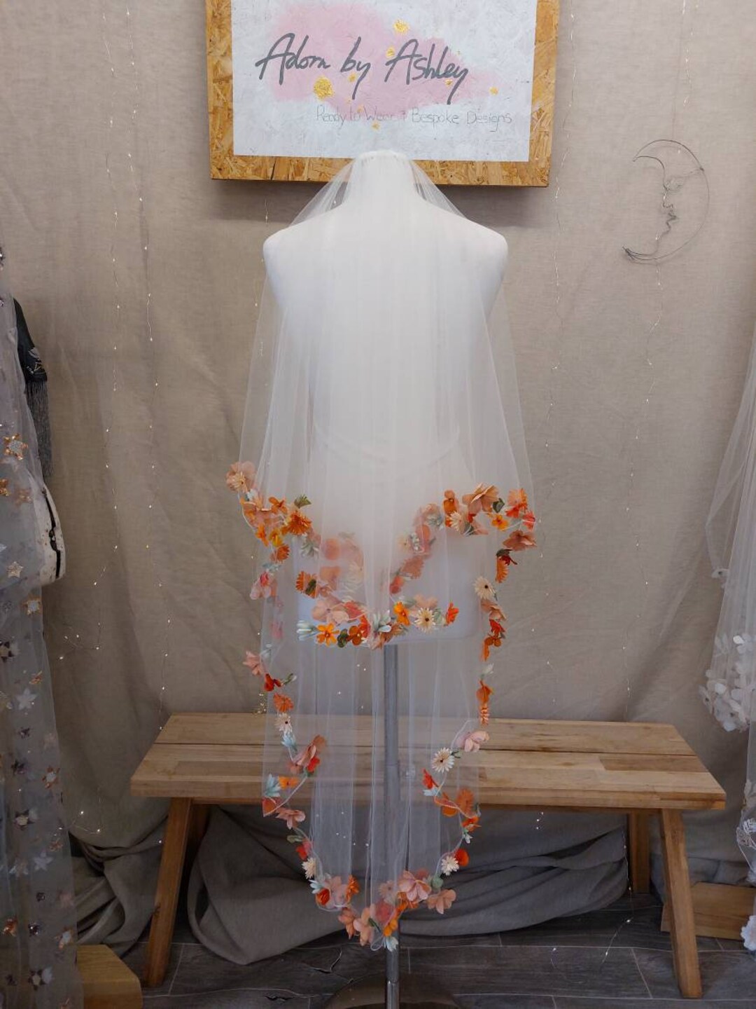 Beautiful Autumnal, Flower Edge Veil , Available in Any Colour , Two ...