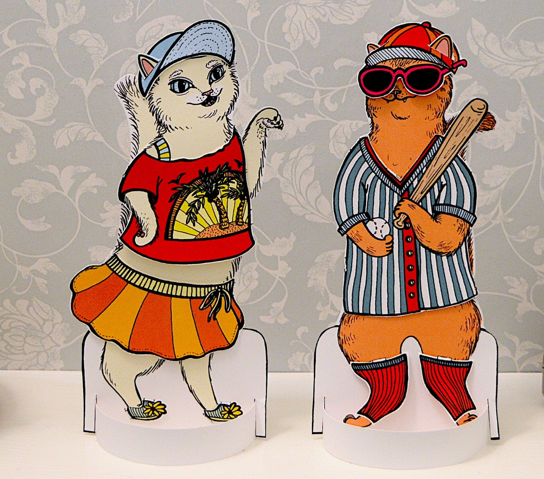 Sassy Fashion Cats Dress Up Paper Dolls Printable, Todd and Tabitha ...