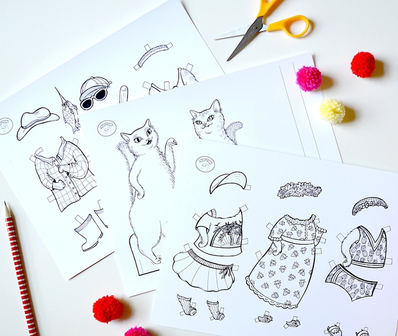 Sassy Fashion Cats Dress up Paper Dolls Printable, Todd and Tabitha - Etsy