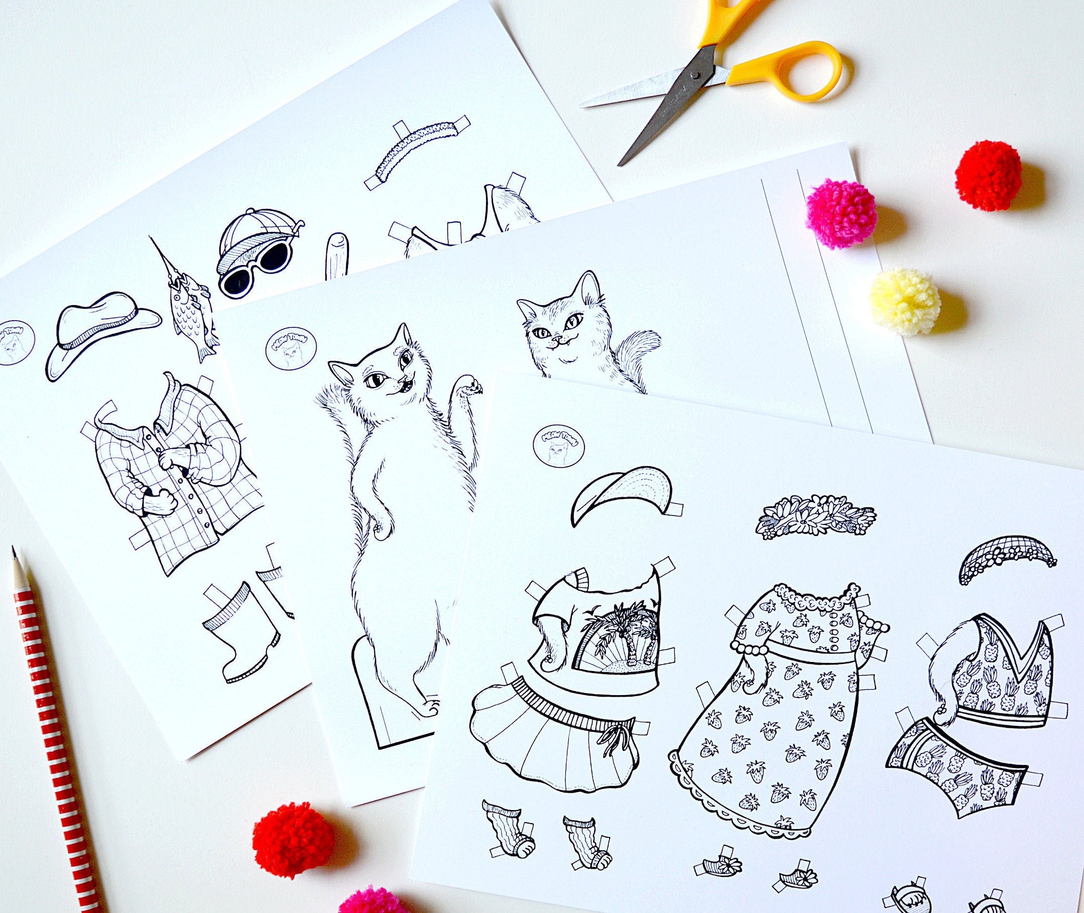 Sassy Fashion Cats Dress up Paper Dolls Printable, Todd and Tabitha - Etsy