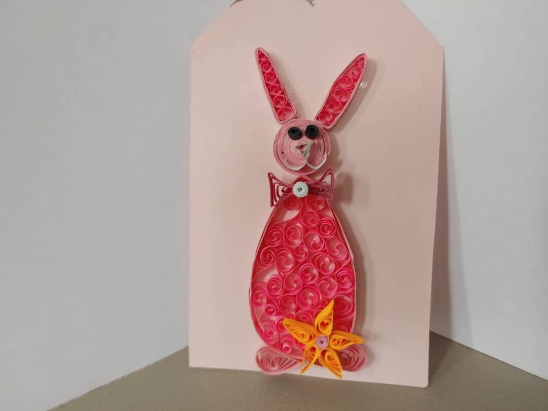Quilled Easter Bunny Rabbit Tag Pink - Etsy