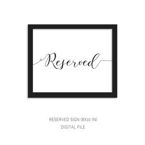 Elegant “reserved” Sign (10x8 In) – Instant Download, Digital File - Etsy