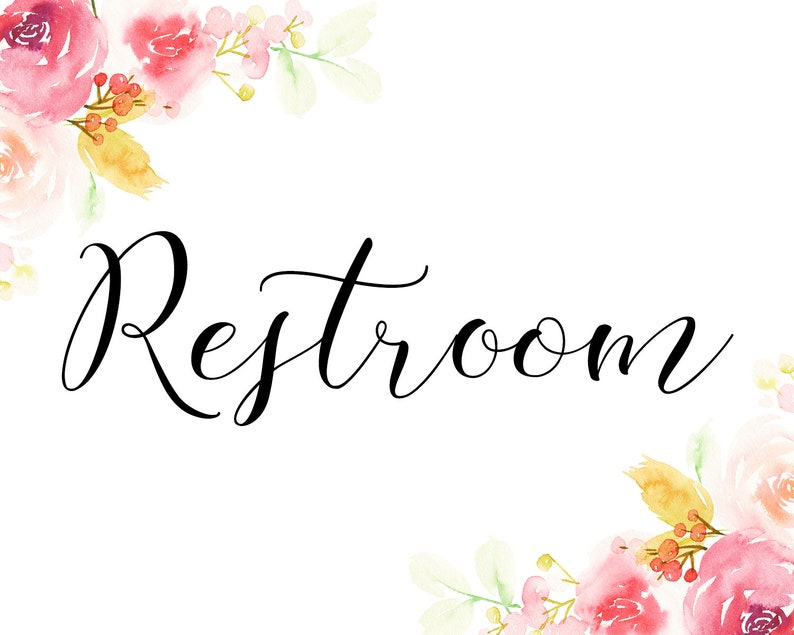 Floral Restroom Sign - Etsy