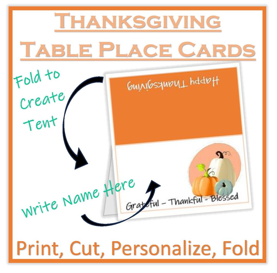 Thanksgiving Table Place Cards – Cute Pumpkins (digital Download) - Etsy