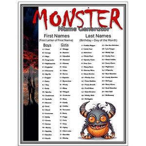 Monster Name Generator With Name Tags - Halloween - Etsy