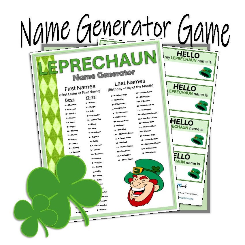 Leprechaun Name Generator With Name Tags- St. Patrick Day Edition Game ...