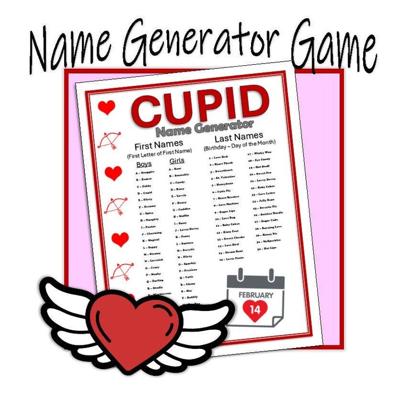 Cupid Name Generator - Valentine's Day Games - Etsy