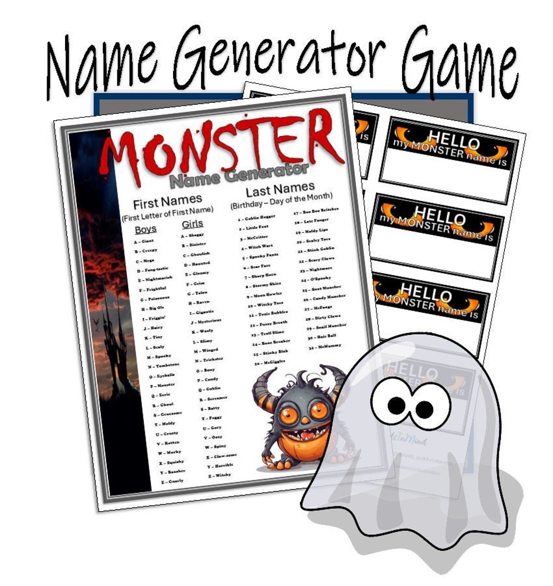 Monster Name Generator With Name Tags - Halloween - Etsy