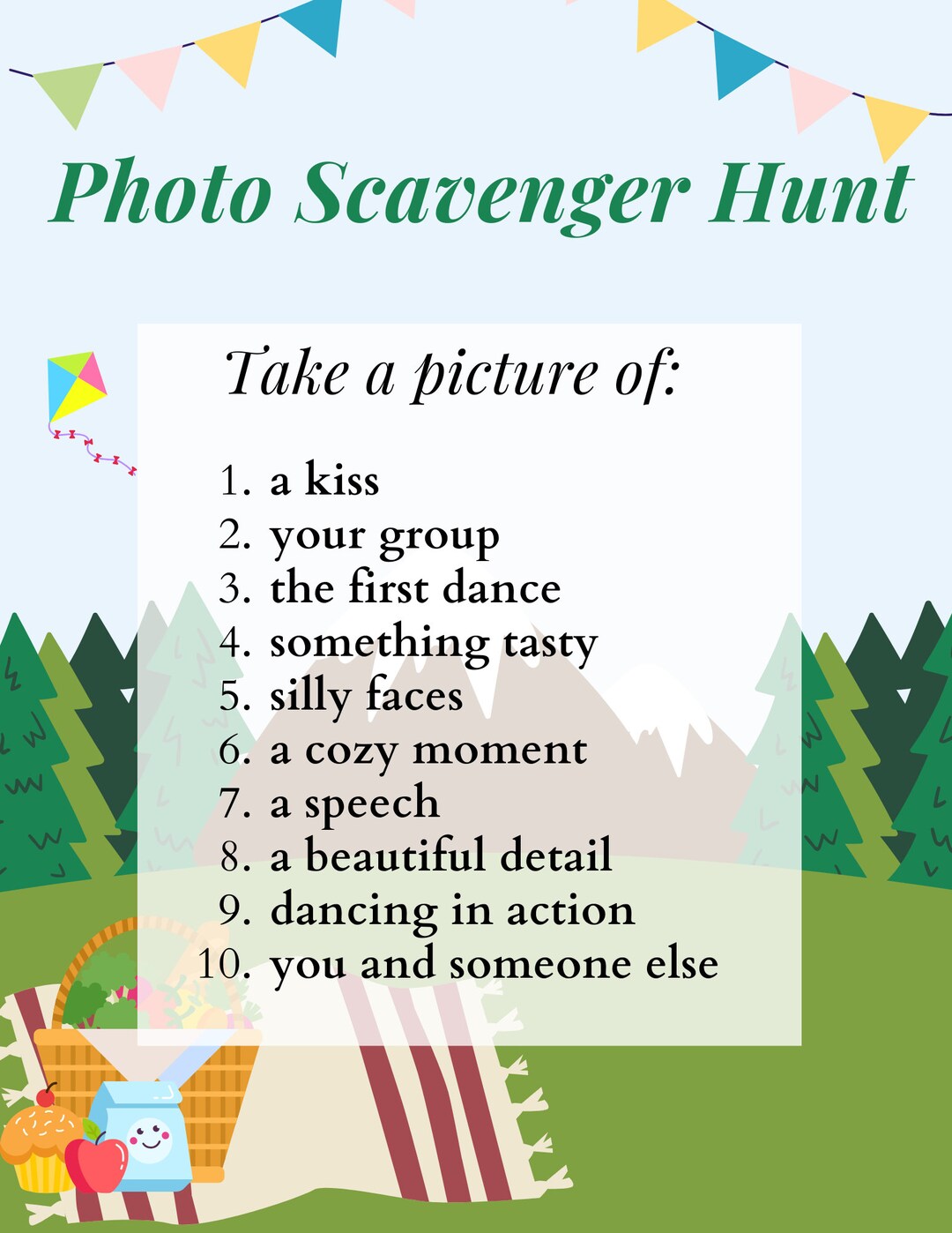 Wedding Scavenger Hunt Download (backyard/picnic Theme) - Etsy