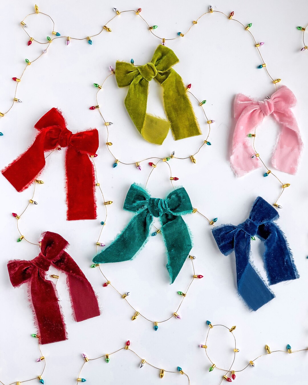 Frayed Edge Velvet Bow Christmas Hair Bow Bows for Girls - Etsy