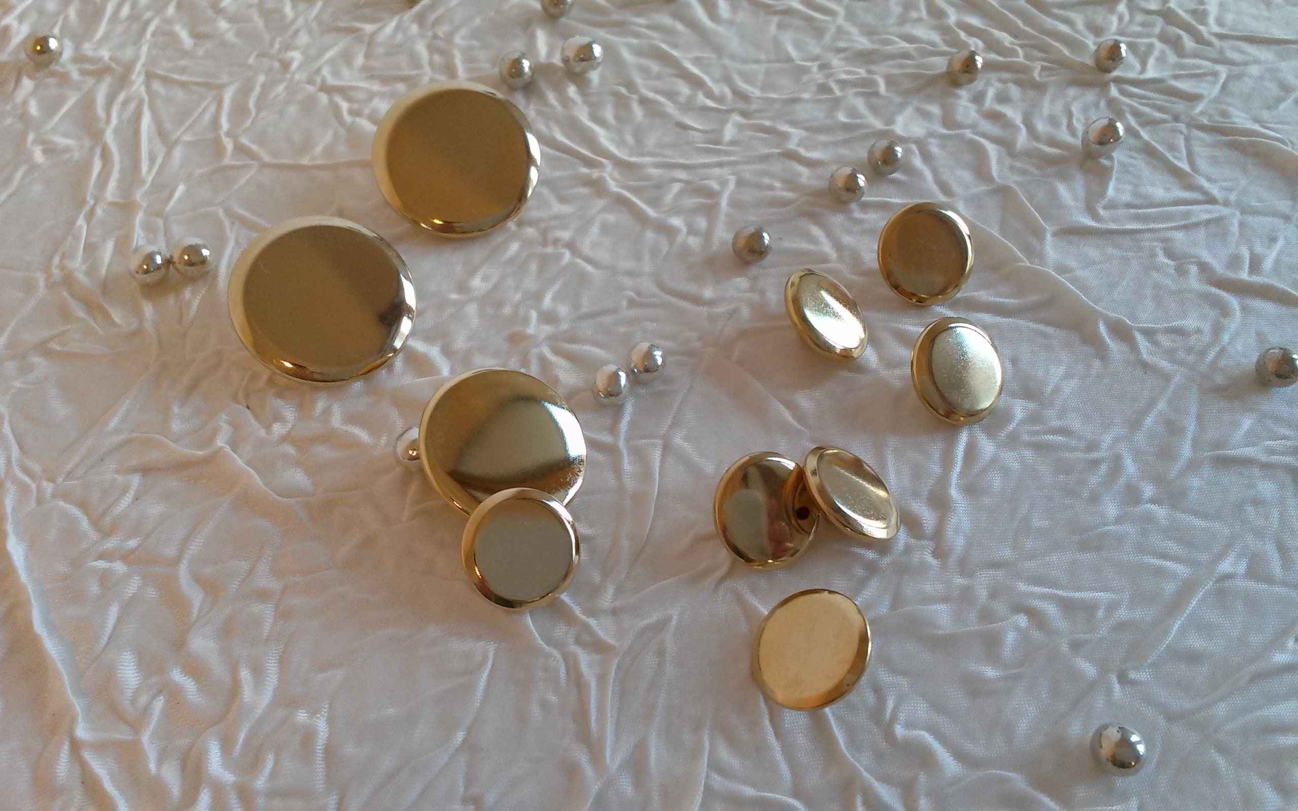 Gold Metal Haute Couture Button, Gold Metal Button, Round and Flat ...