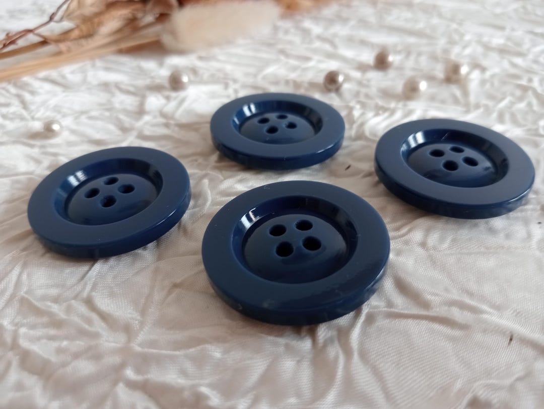Lot of 4 Vintage Buttons, Haute Couture Button, Fancy Ink Blue Button ...