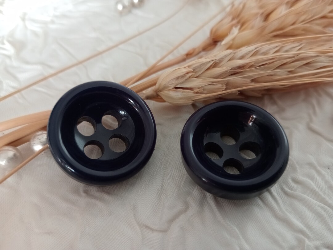 Set of 2 Vintage Buttons, Haute Couture Button, Dark Blue Fancy Button ...