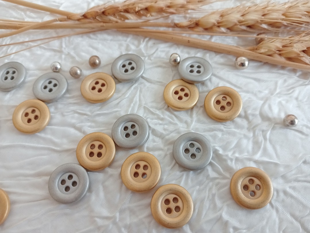 Set of 6 Fancy Resin Buttons With Metallic Effect, Haute Couture ...