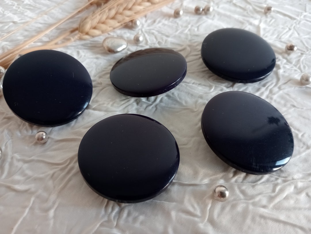 Pack of 6 Vintage Buttons, Haute Couture Button, Large Navy Blue Fancy ...