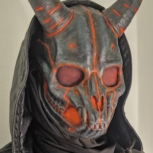 READY TO SHIP Horned Goat Skull Mask, Charred Demon, Hell's Angel ...