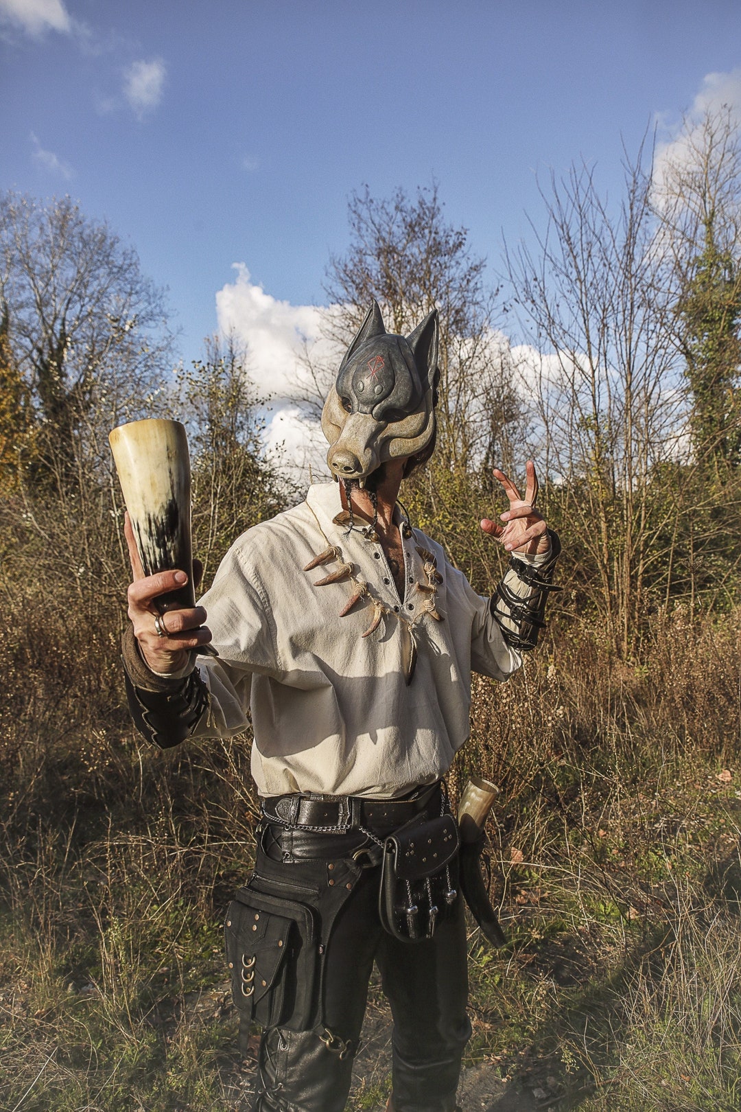 MADE TO ORDER Viking Wolf Mask, Rune, Fenrir, Pagan, Warrior, Berserker ...
