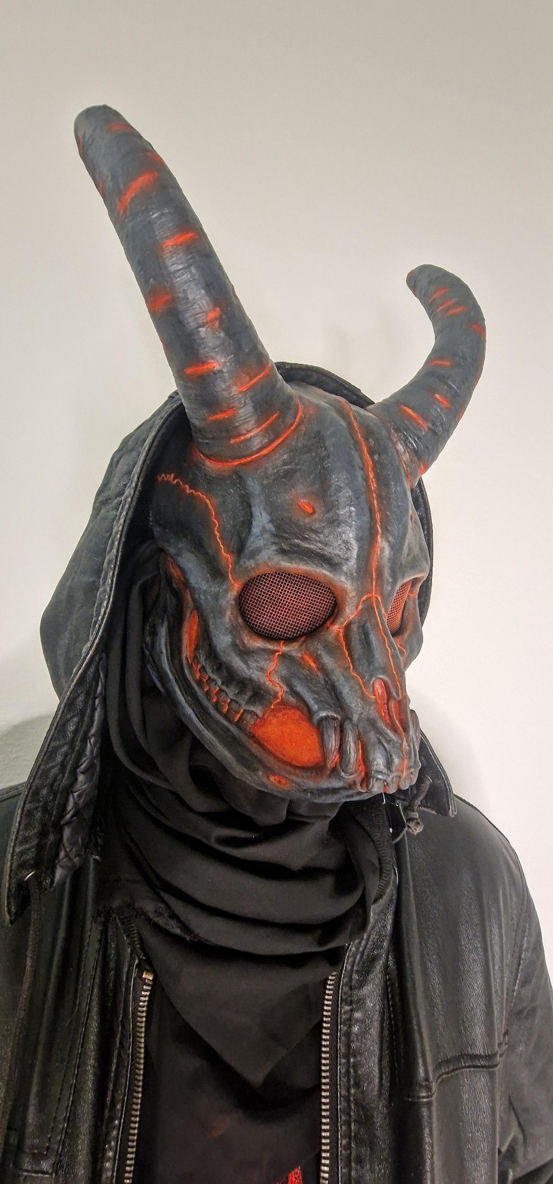 READY TO SHIP Horned Goat Skull Mask, Charred Demon, Hell's Angel ...