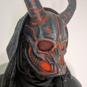 READY TO SHIP Horned Goat Skull Mask, Charred Demon, Hell's Angel ...