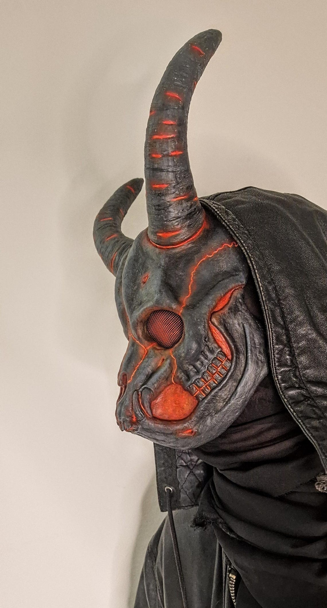 READY TO SHIP Horned Goat Skull Mask, Charred Demon, Hell's Angel ...