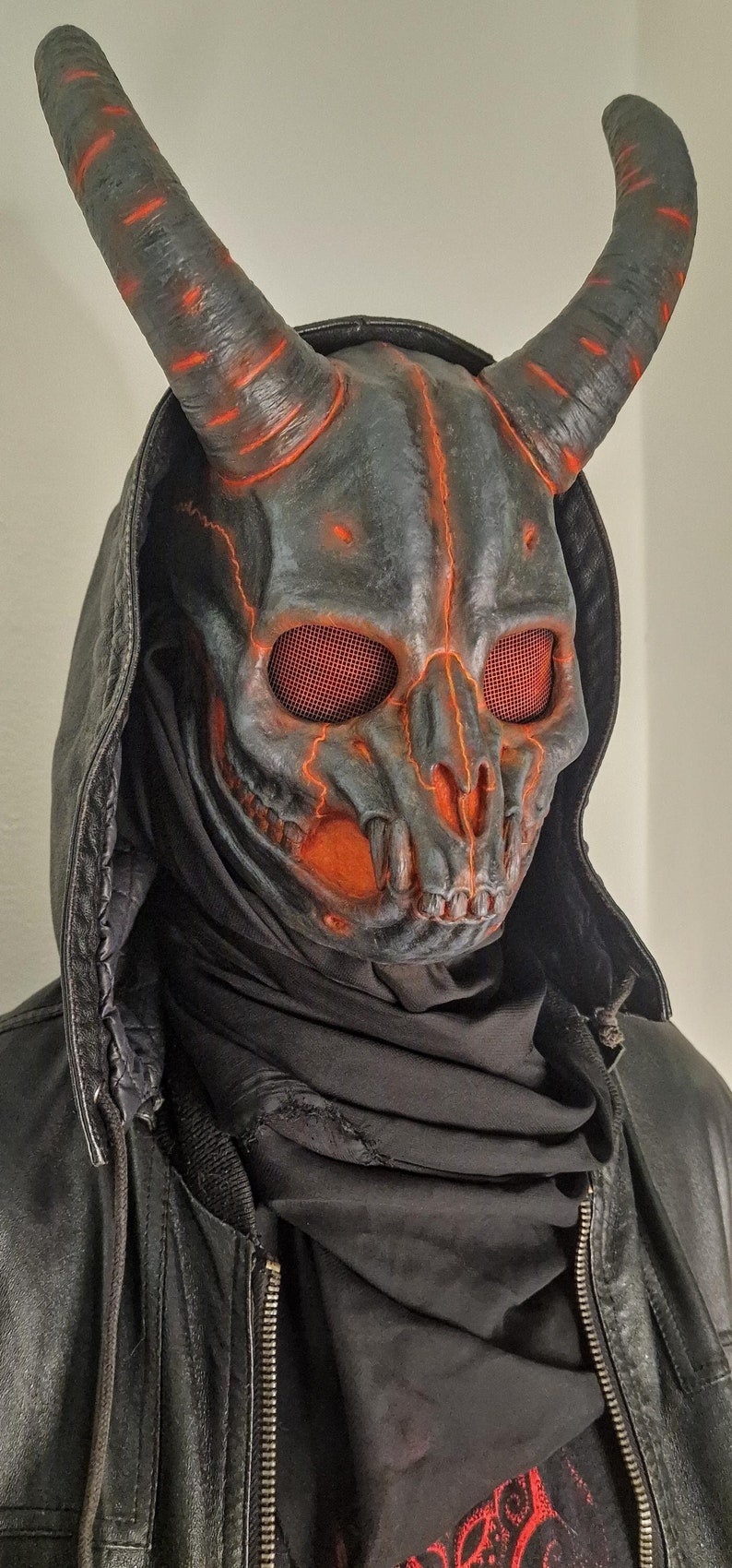 READY TO SHIP Horned Goat Skull Mask, Charred Demon, Hell's Angel ...