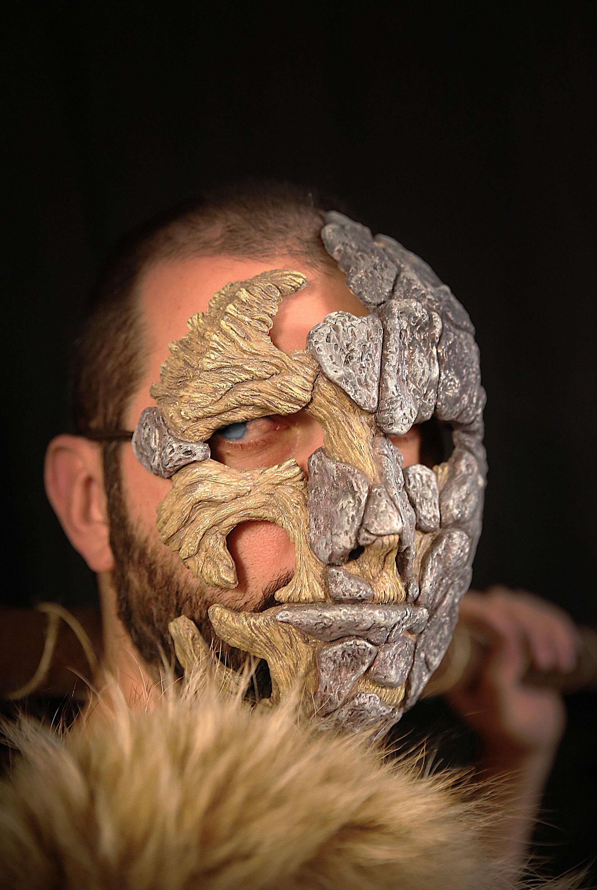 MADE TO ORDER Pagan Mask, Wood, Stone, Theatre, Larp, Burning Man ...